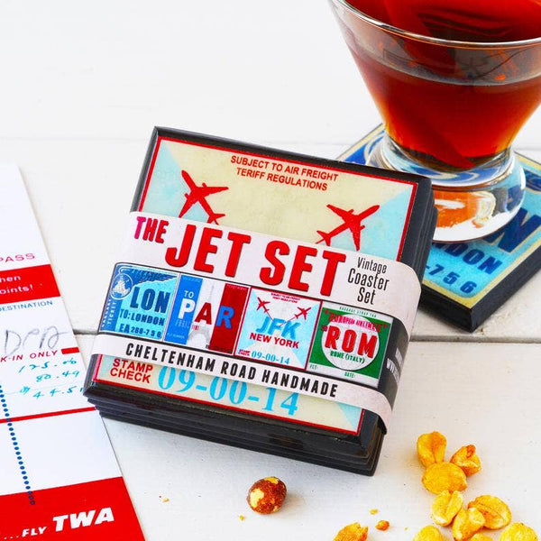 The Jet Set: Vintage Airport Code Coasters - DGPilot