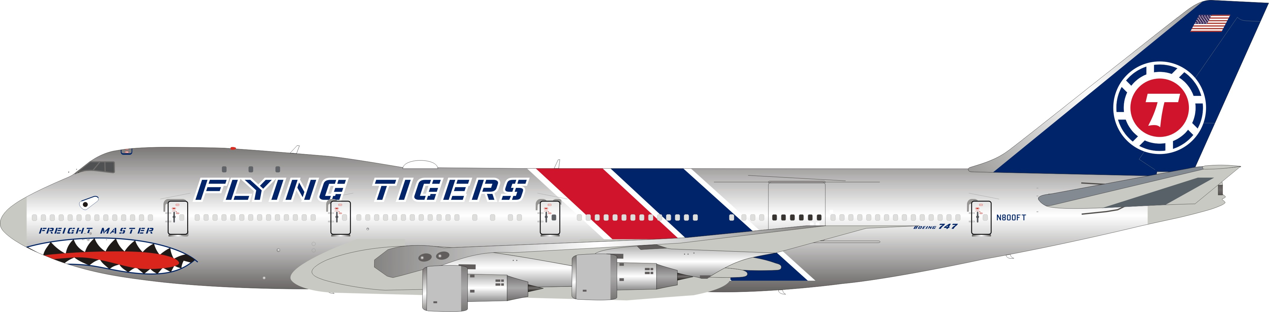 Inflight200 1:200 Flying Tiger Line Boeing 747-123F N800FT (Shark mout ...